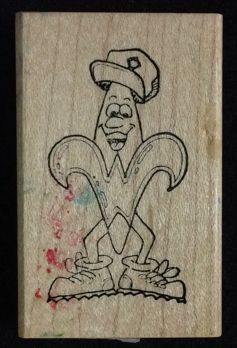The Letter W Cartoon Character Wood Mounted Rubber Stamp With Police ...