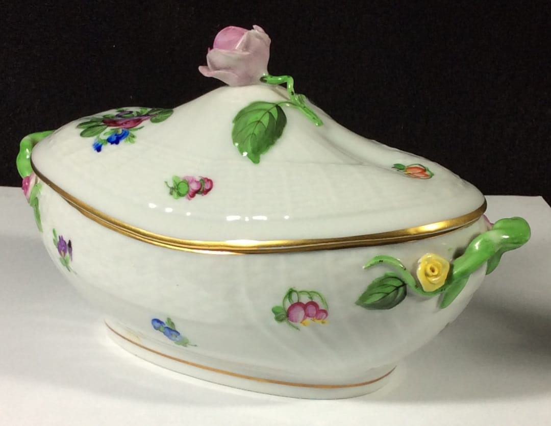 Herend Printemps Rose Knob Covered Vegetable Dish, Made in Hungary ...