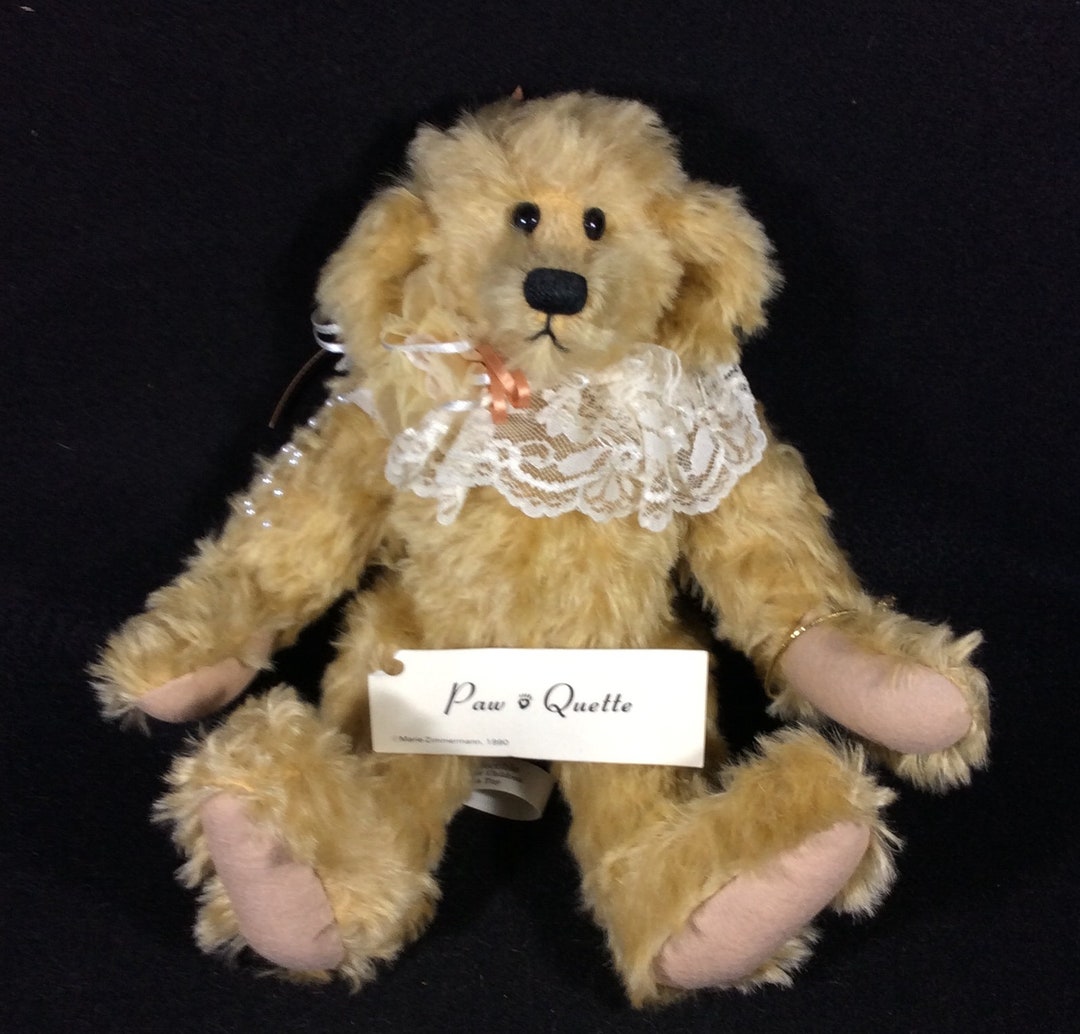 12 Inch Paw Quette Artisian Bear, Marie Zimmerman, 1990, Mohair, Tan ...