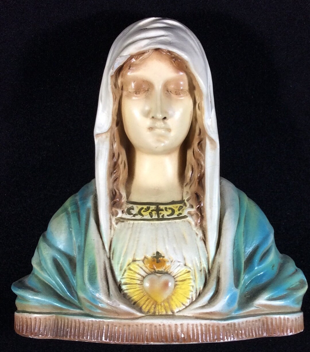 The Most Sacred Heart of Mary, Bust, Plaster, Contemplative, Devotional ...