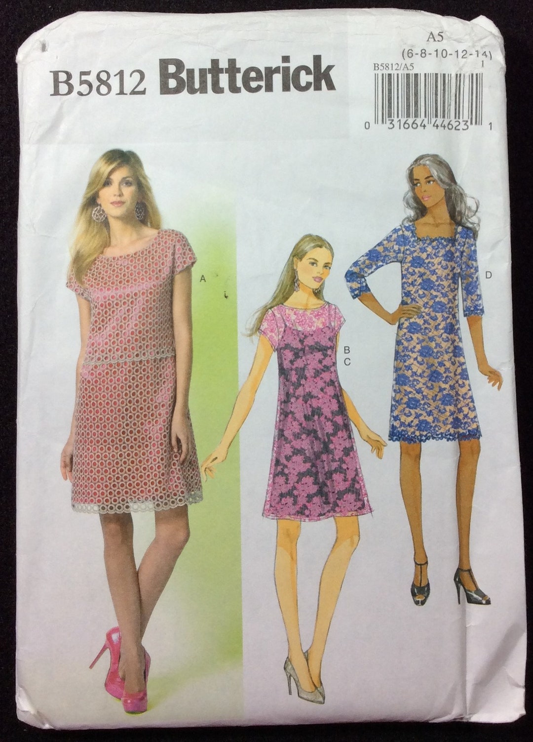Butterick Misses' Dress and Slip Pattern B5812 Size 6, 8, 10, 12, 14 ...