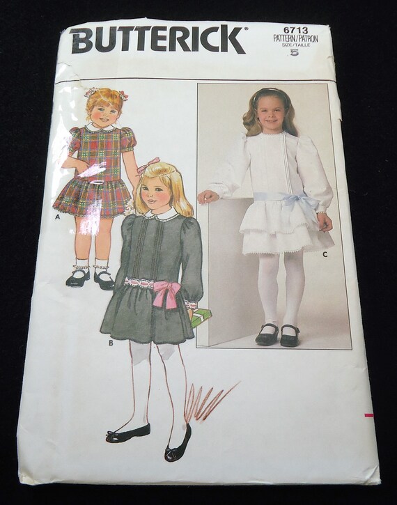 Butterick Children's Dress Pattern 6713 Size 5 - Etsy