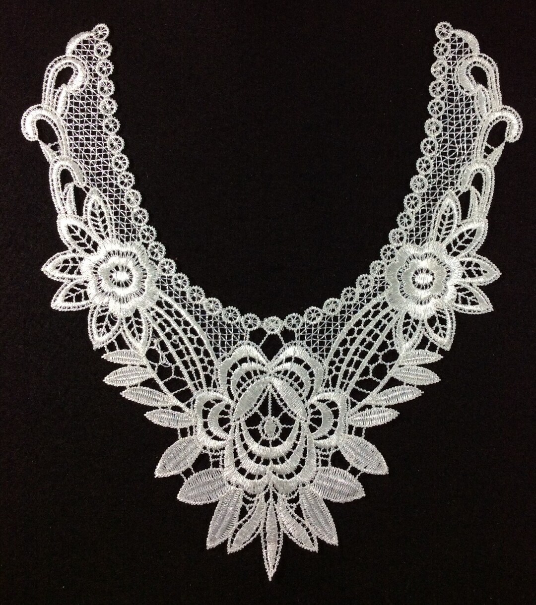 Off White Venise Floral Yoke Appliques, Dyeable, Trim, Wedding ...