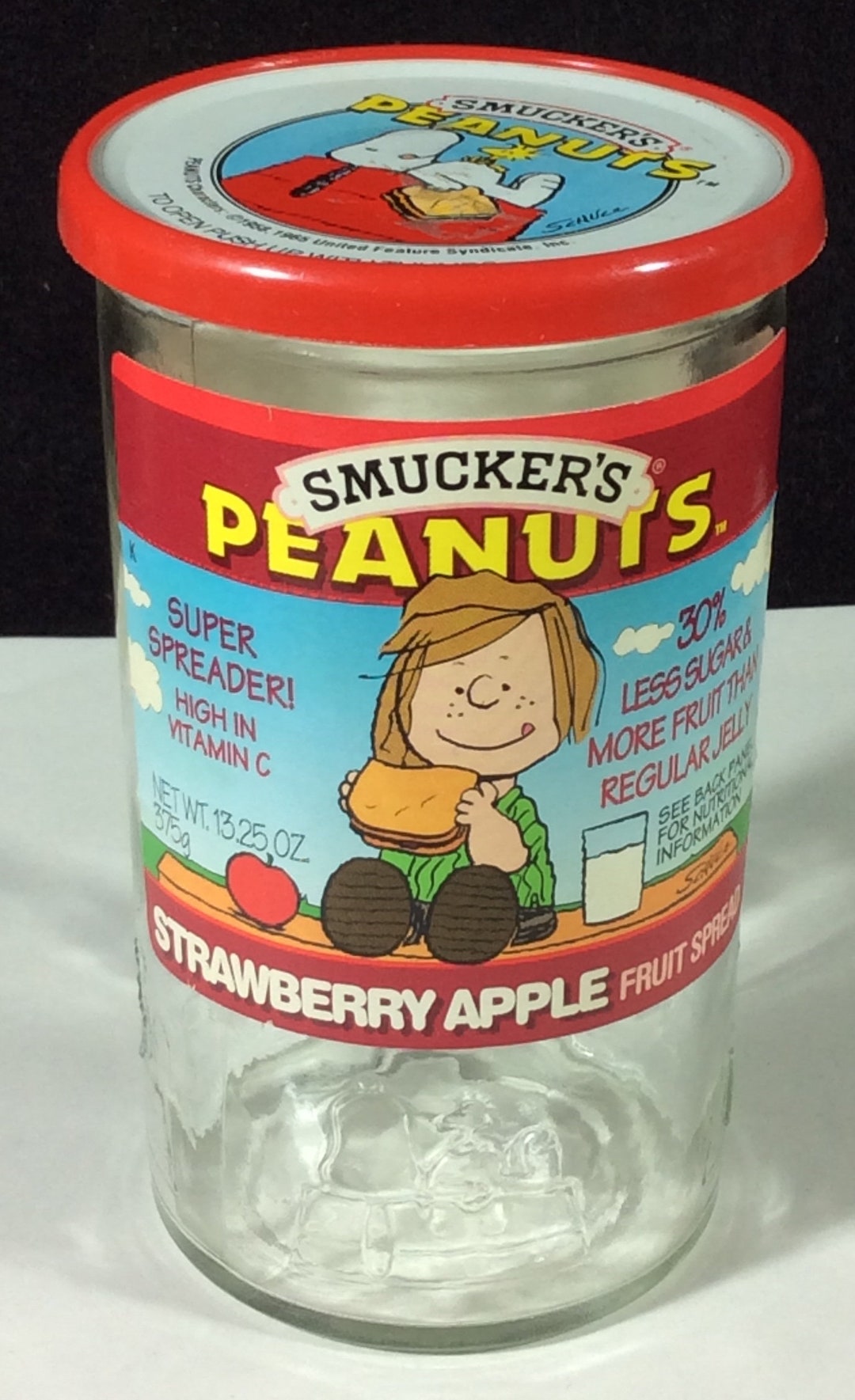 Peanuts Smuckers Jelly Jar, 1990's, Snoopy on Dog House, Has Label and ...