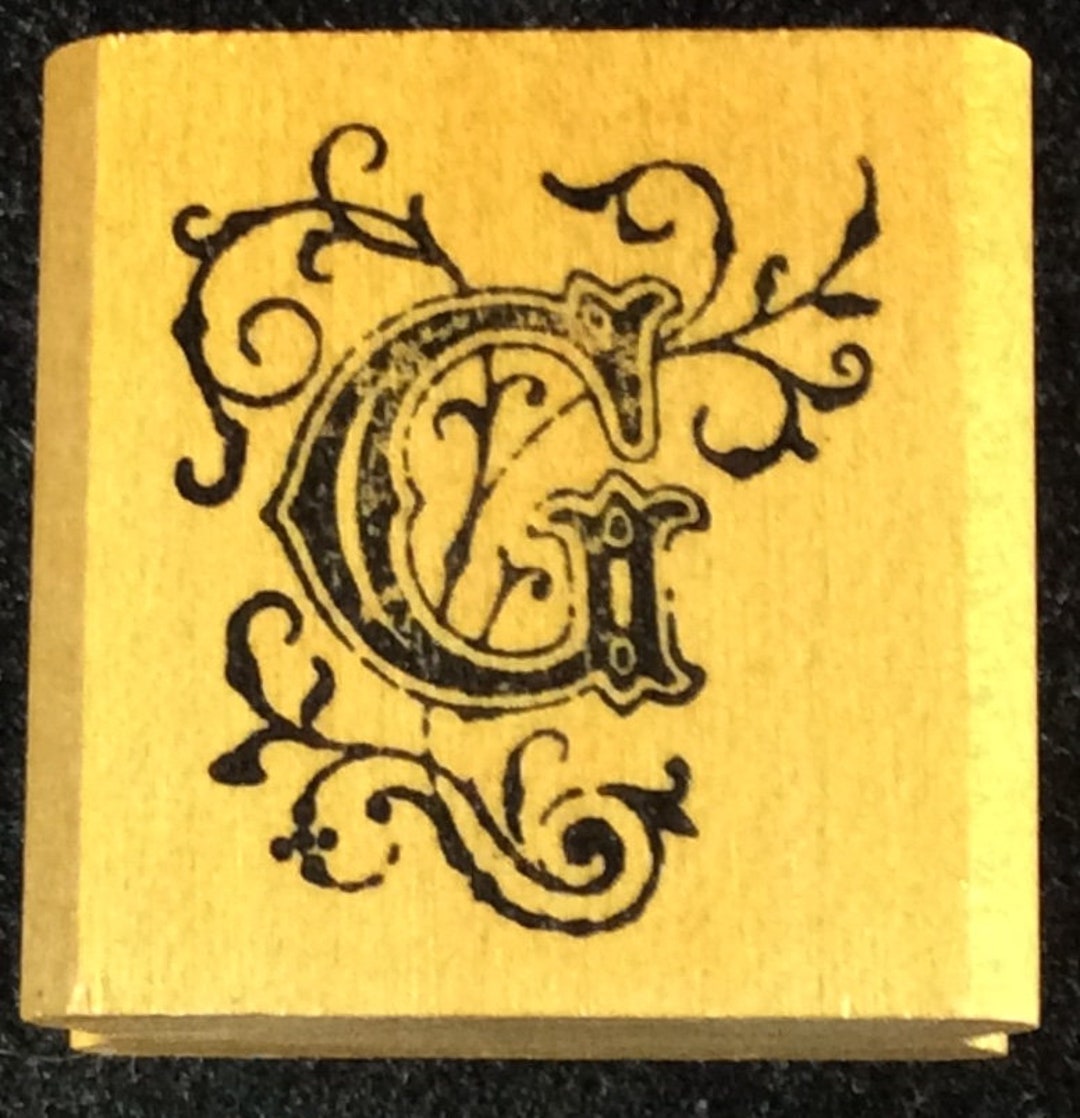 G Filigree Monogram Wood Mounted Rubber Stamp From Ginger Stamps ...