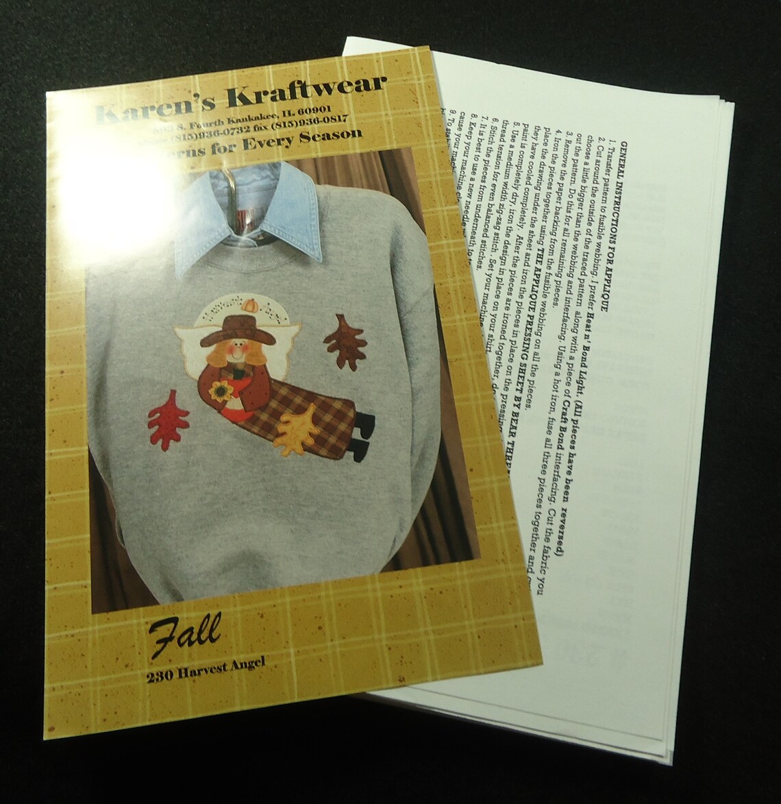 Fall Harvest Angel Fabric Applique #230 From Karen's Kraftwear - Summer ...