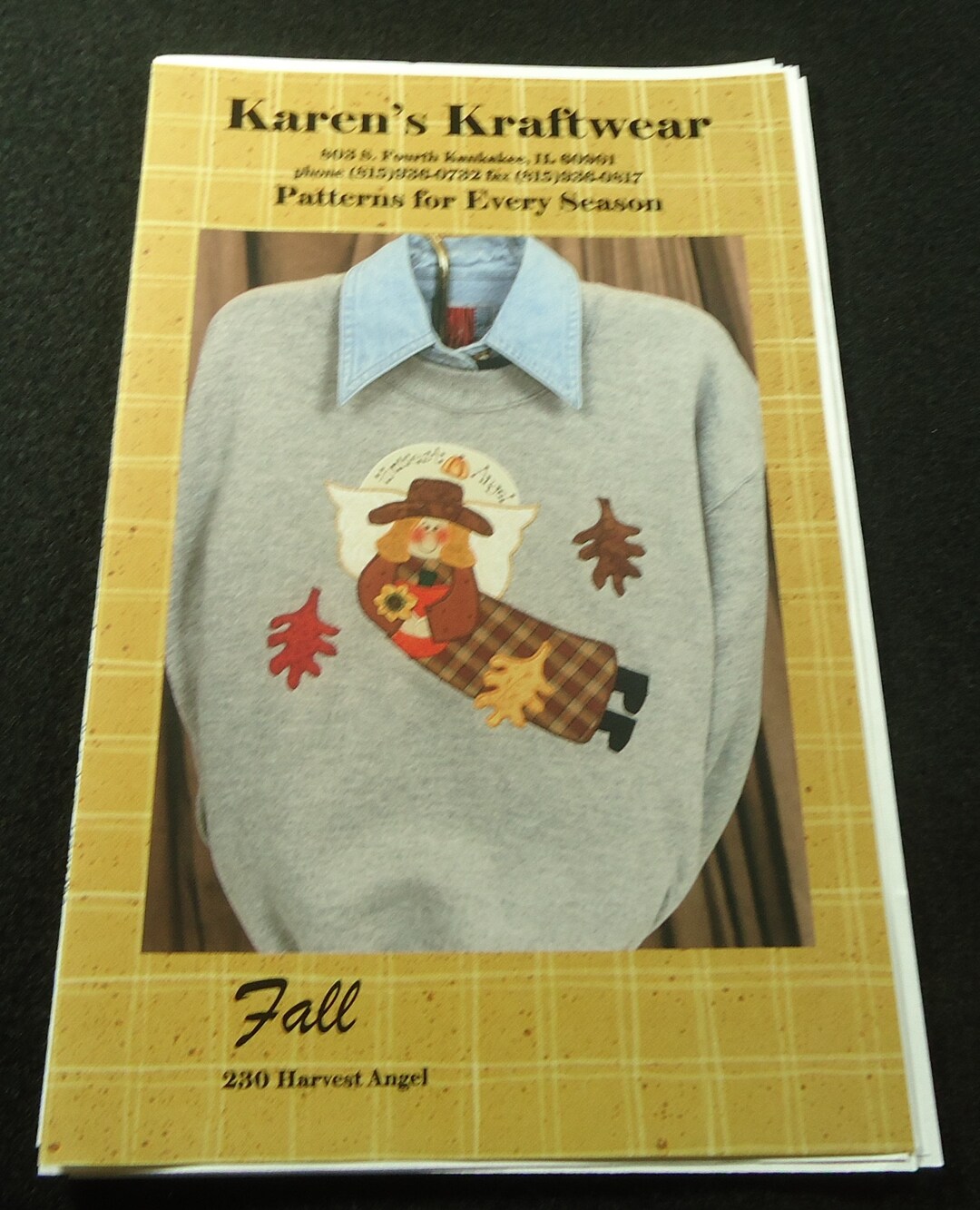 Fall Harvest Angel Fabric Applique #230 From Karen's Kraftwear - Summer ...