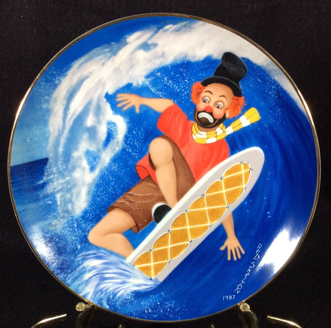 Ironing Waves Red Skeleton Collector Plate, Fine China, Clown, Freddie ...