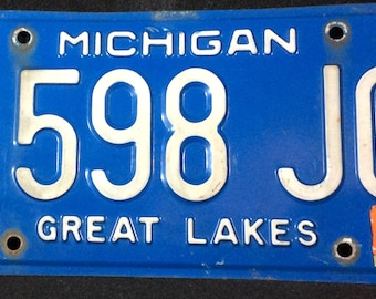 1999 Michigan Metal License Plate, Blue, White, Great Lake State ...