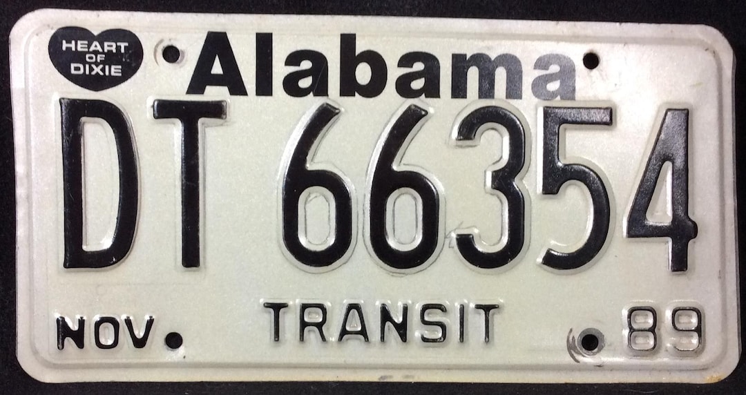 1989 Alabama Metal License Plate, Beige and Black, Automobile, Auto ...