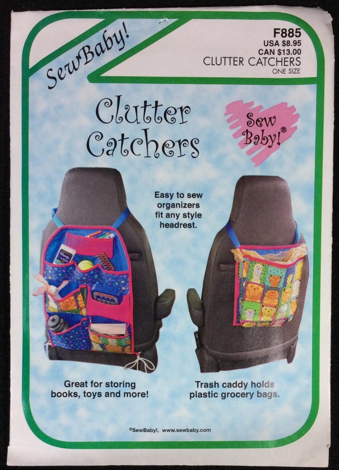 Clutter Catchers for the Car Pattern F885 From Sew Baby Fits Any Size Headrest - Etsy