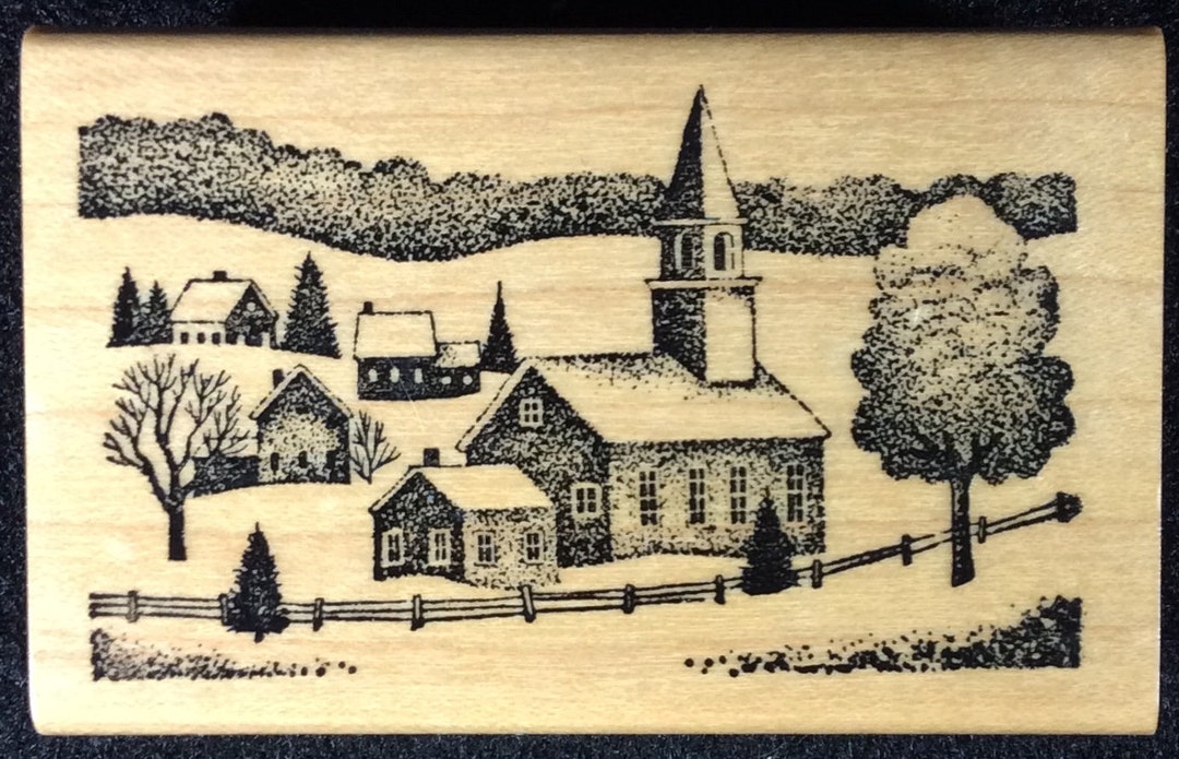Country Church Wood Mounted Rubber Stamp From Delafield, G662 - Etsy