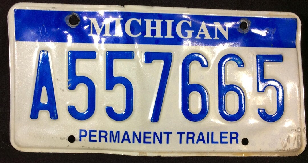 2000 Michigan Permanent Trailer Metal License Plate, Great Lake State ...