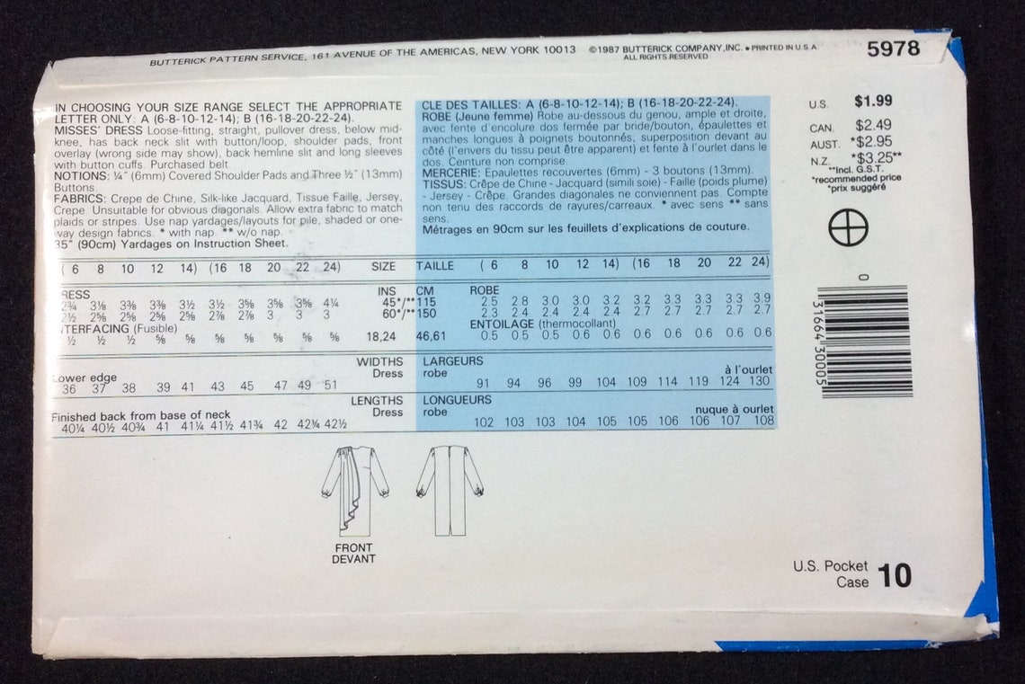 See & Sew by Butterick Misses' Dress Pattern 5978 Size 6 - Etsy