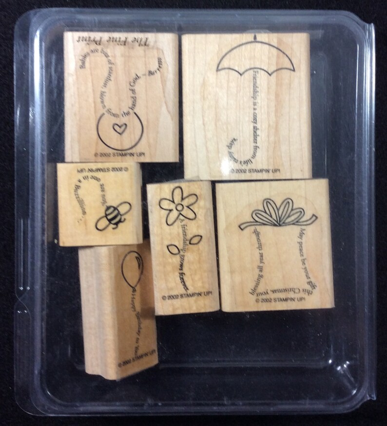 Fine Print Wood Mounted Rubber Stamp Set From Stampin Up | Etsy