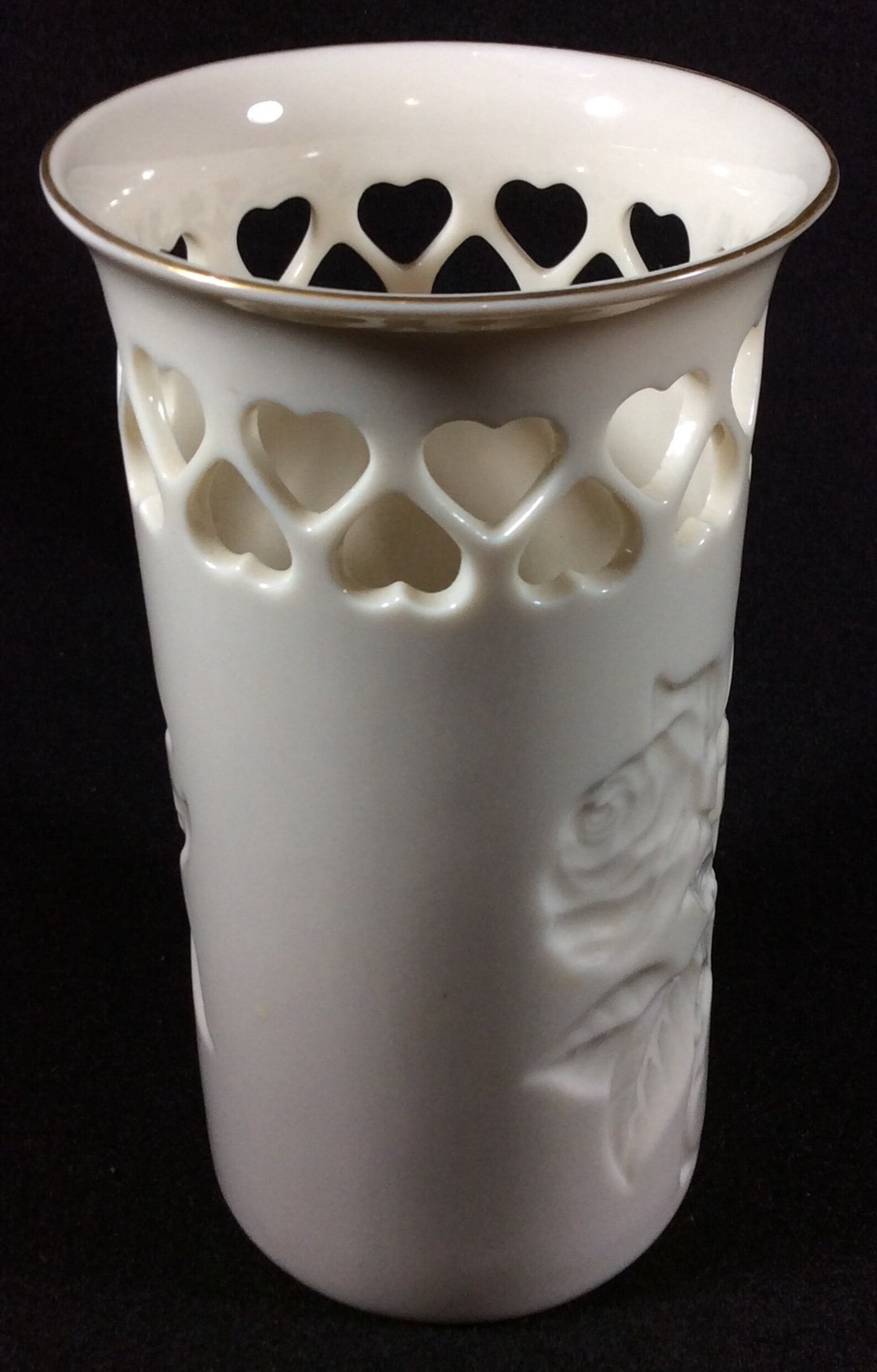 Lenox Heart Collection, Vase-heart-pierced, Porcelain, Cream, Roses ...