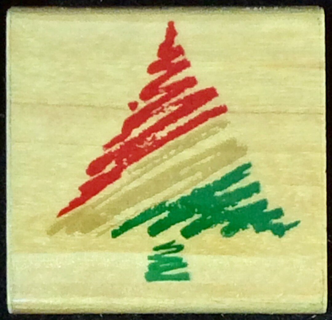Squiggle Christmas Tree Wood Mounted Rubber Stamp by Inkadinkado ...