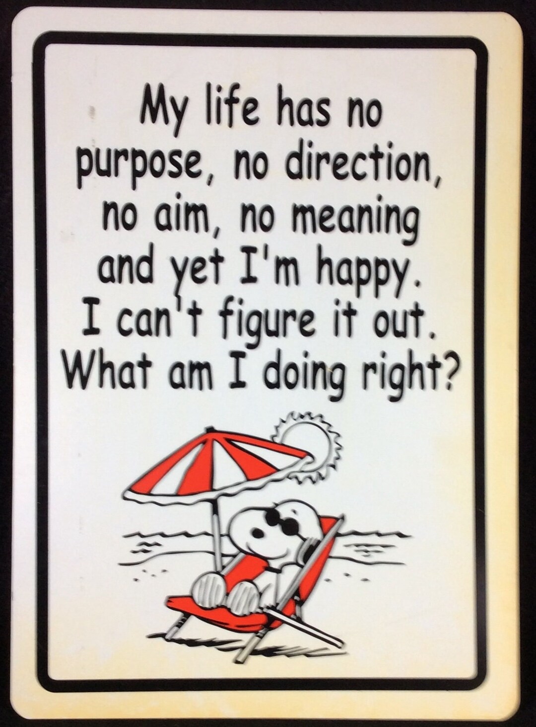 Snoopy Plastic Wall Sign, Yellowed, Peanuts, Beach, Inspirational - Etsy