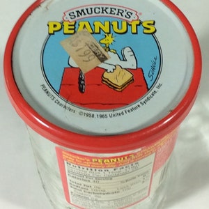 Peanuts Smuckers Jelly Jar, 1990's, Snoopy, Has Label and Lid, Charles ...