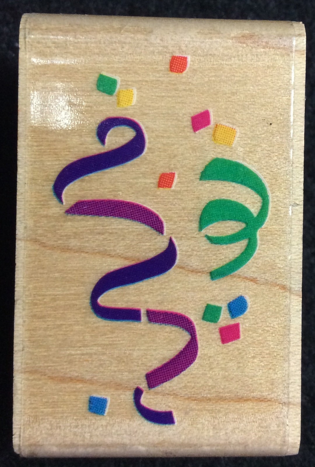 Party Streamers and Confetti Wood Mounted Rubber Stamp Z-173-C by Posh ...