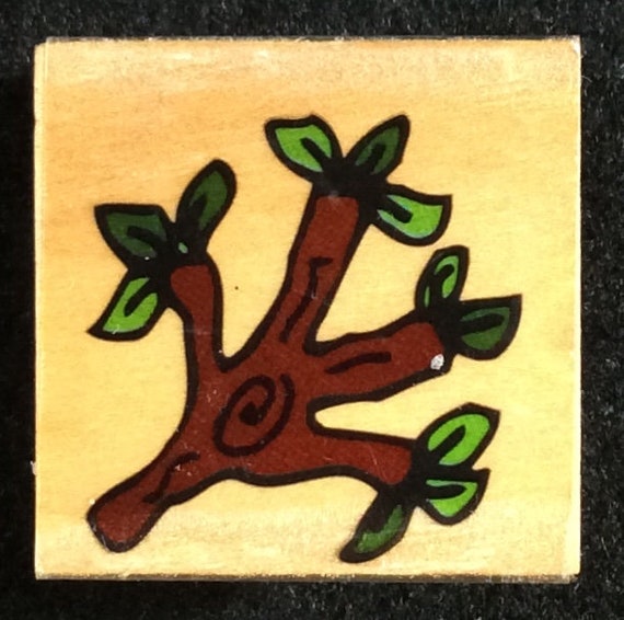 Tree Branch With Leaves Wood Mounted Rubber Stamp From | Etsy