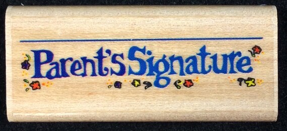 Parent's Signature Wood Mounted Rubber Stamp From Rubber - Etsy