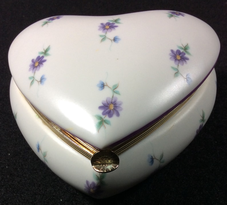 Heart Shaped Floral Trinket Box From Hummelwerk, Violets, Victorian ...