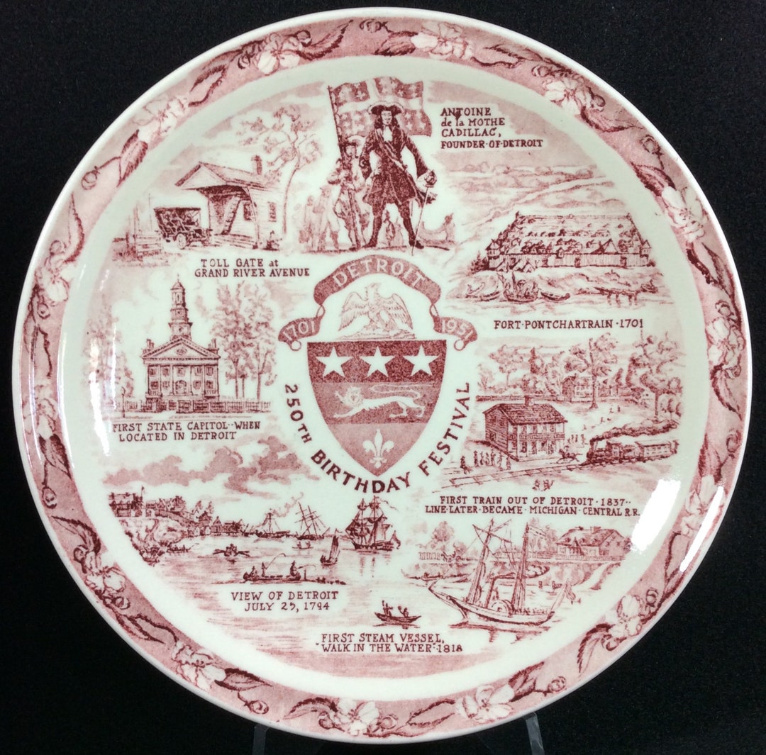 Detroit 250th Birthday Festival Collector Plate, 1951, Vernon Kilns ...