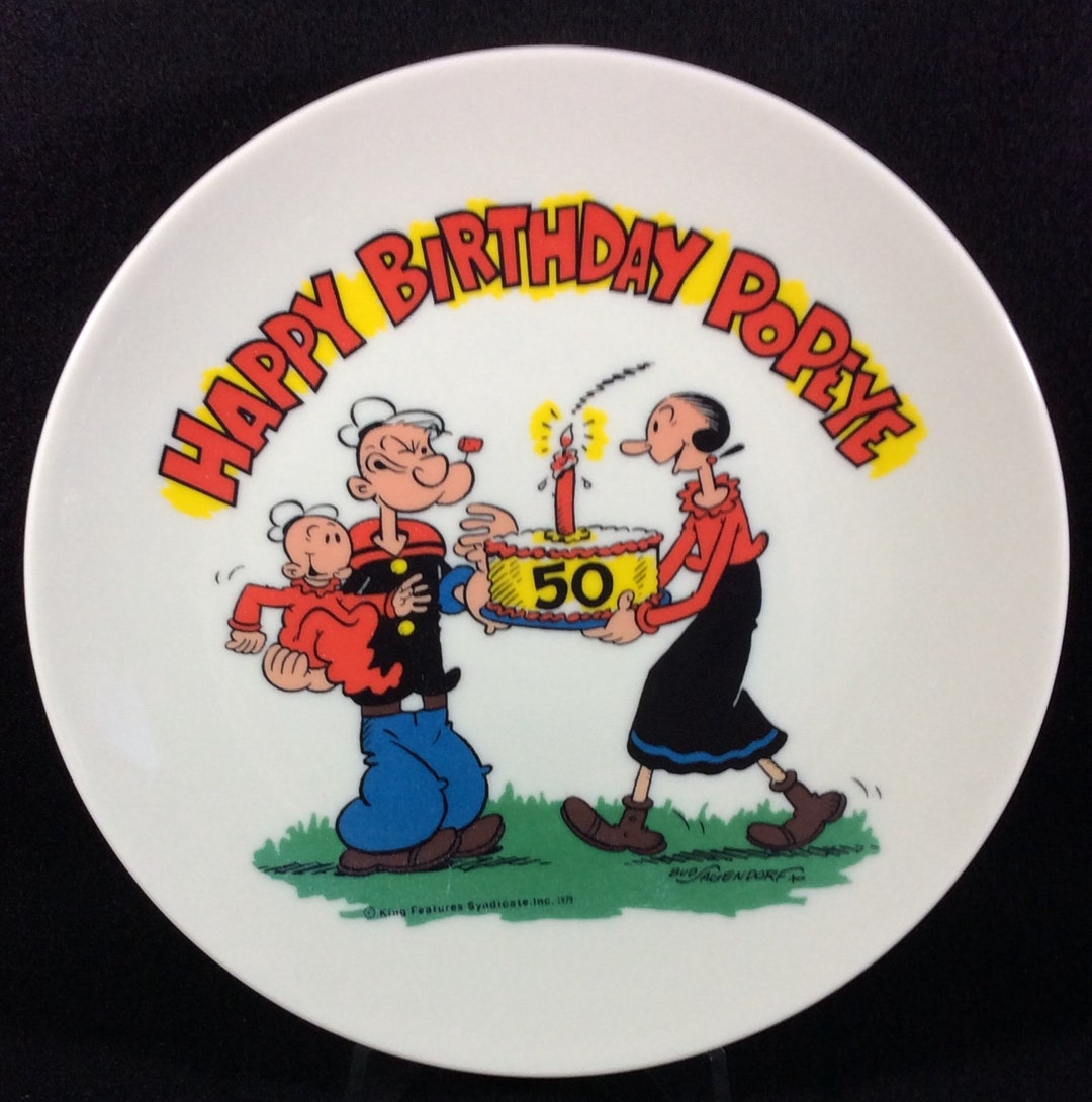 Happy Birthday Popeye Collector Plate, in Celebration of the 50th ...