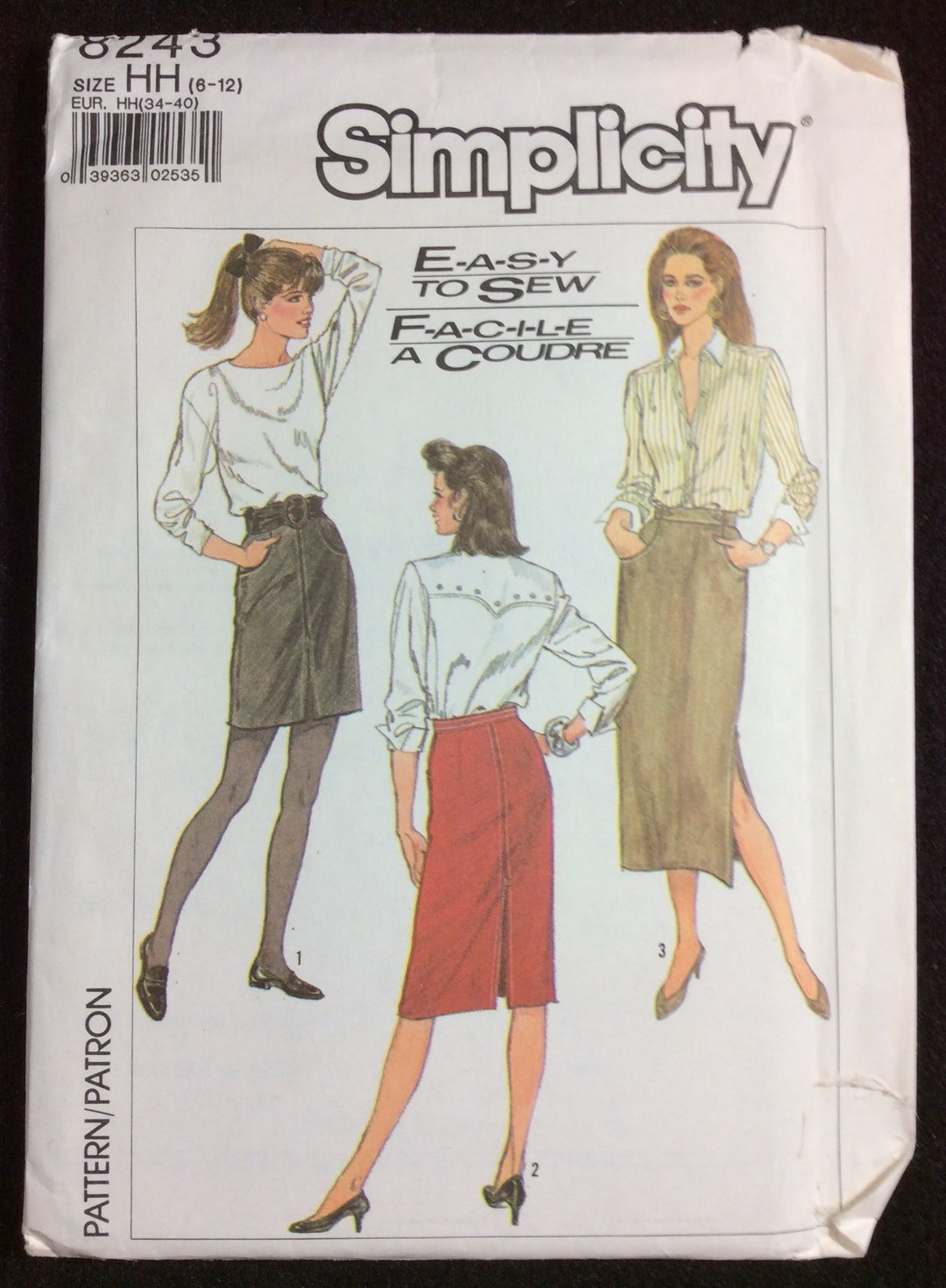 Simplicity Misses' Slim Fitting Skirts Pattern 8243 Size 6, 8, 10, 12 ...