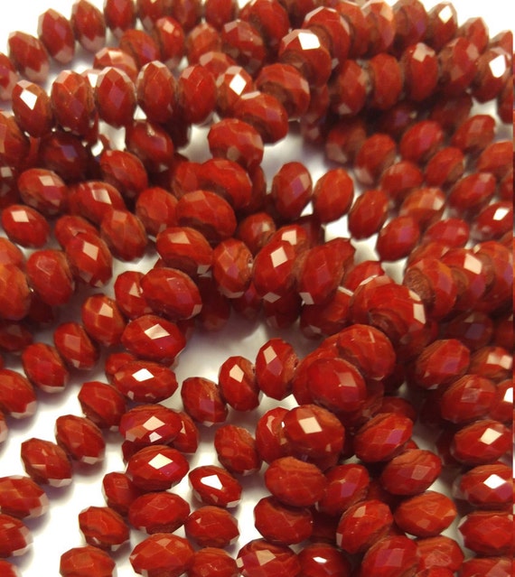 45 Gorgeous Deep Blood Red Opaque 8mm X6 Mm Faceted Glass | Etsy