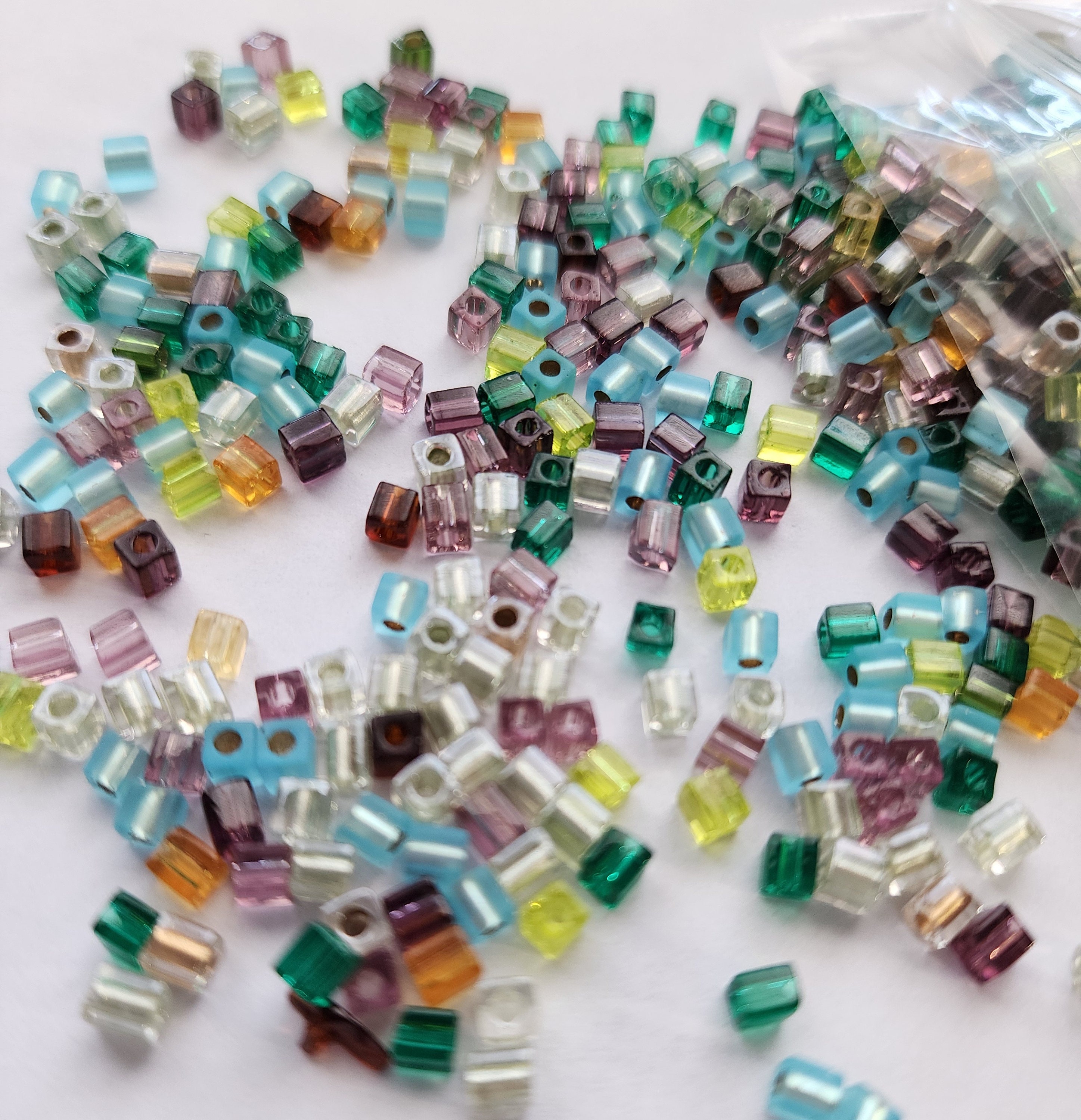 Miyuki 3mm Square Glass Beads, Multiple Colors and Quantities, Bead Shop Destash, Great Prices ...