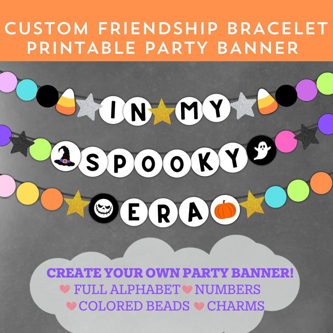 Spooky Era Banner, Giant Friendship Bracelet Banner Printable Custom ...