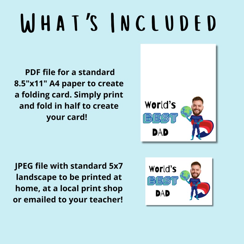 Father's Day Card Happy Fathers Day Dad Face Photo Custom Printable ...