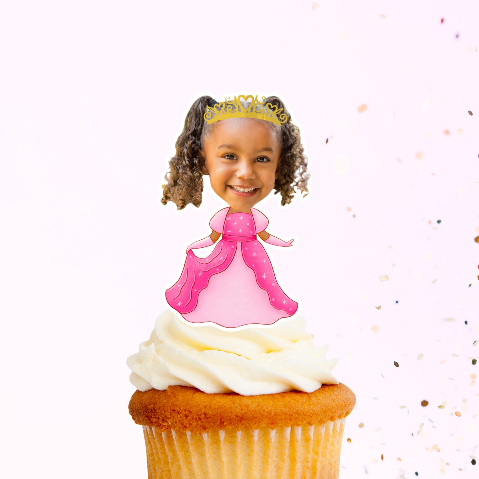 Printable Princess Cake Topper, Face Custom Photo, Sticker Cupcake ...
