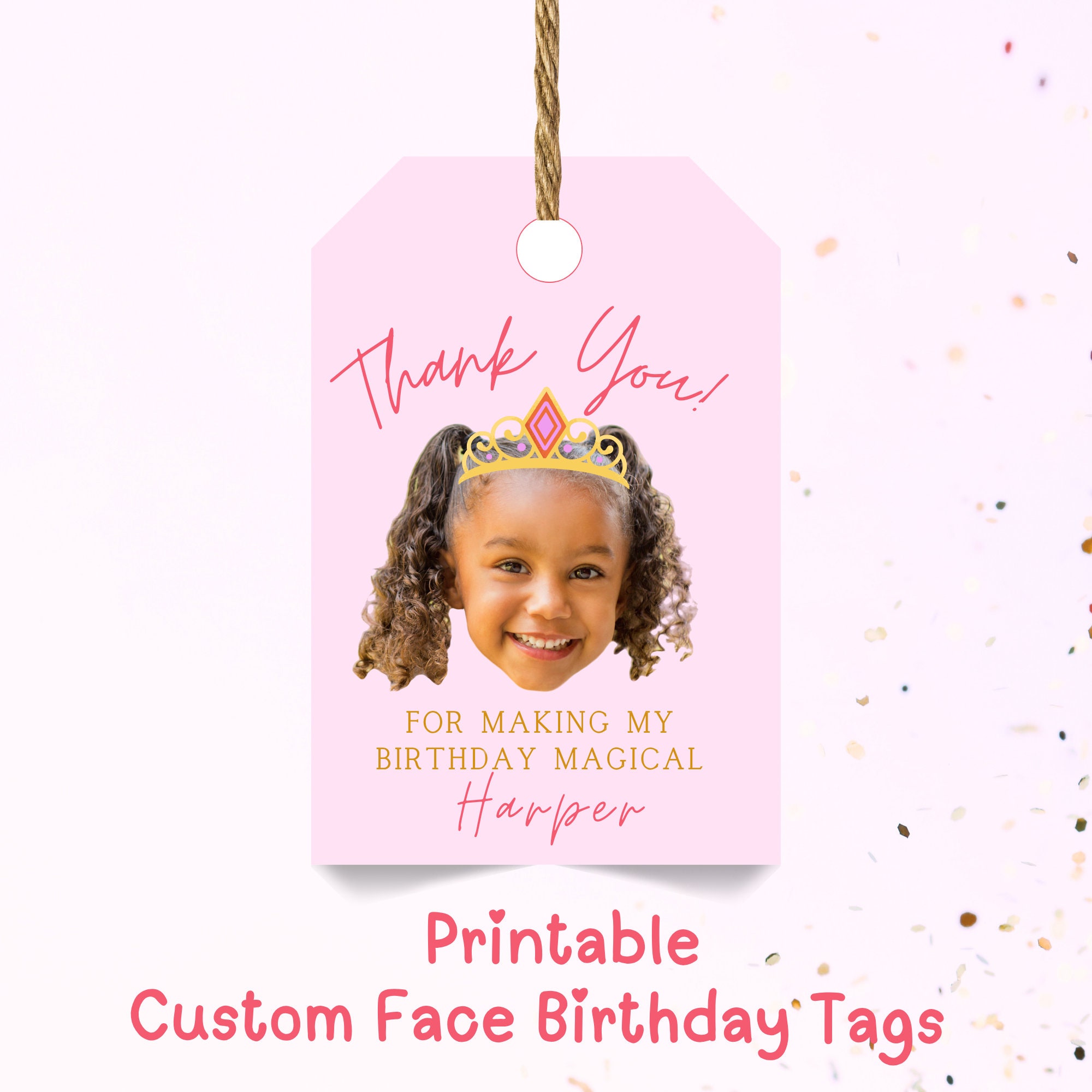 Printable Princess Cake Topper, Face Custom Photo, Sticker Cupcake ...
