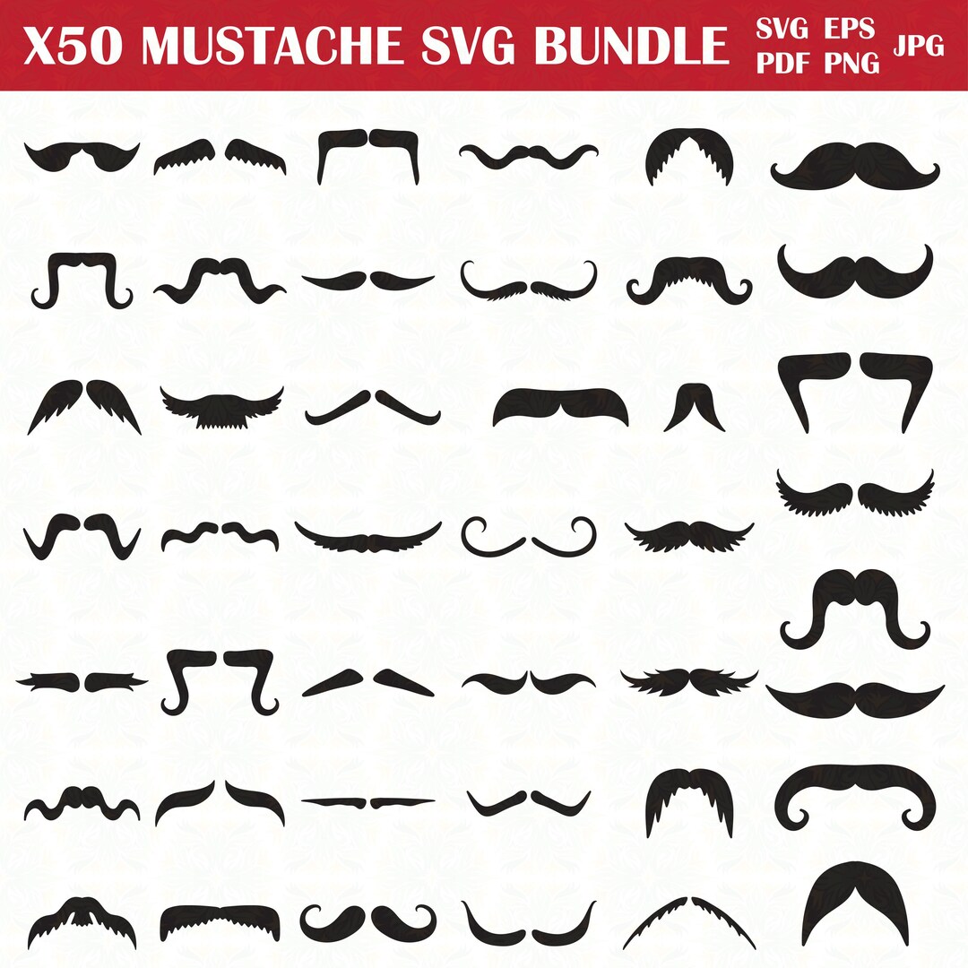 Big Mustache Svg Bundles, Mustaches Svg, Mustaches Clipart, Mustache Vector File, Beard Svg, Men ...