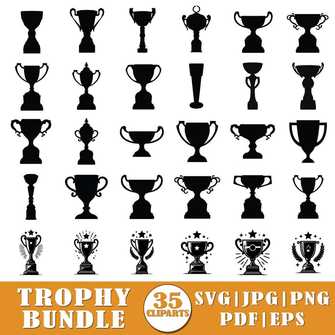 Trophy Svg Bundles, Trophy Clipart, Trophy Designs, Podium Svg, Medal ...