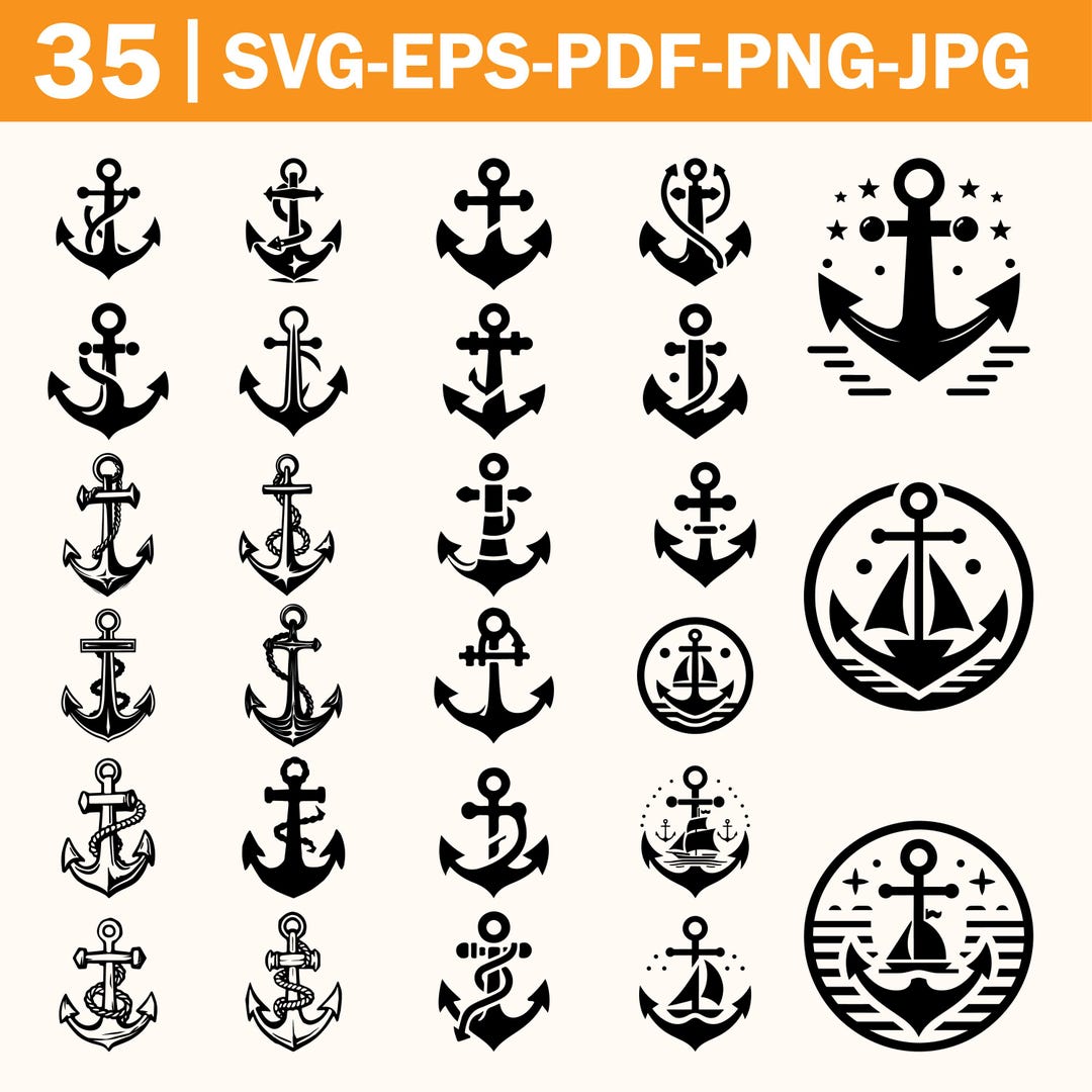 Best Anchor Svg Bundles, Anchor Frame Svg, Anchor Clipart, Split Anchor ...