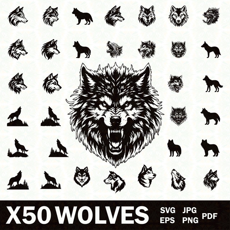 Wolf Svg Bundles, Wolf Clipart, Wolf PNG, Wolf Cut Files, Wolf Animal ...