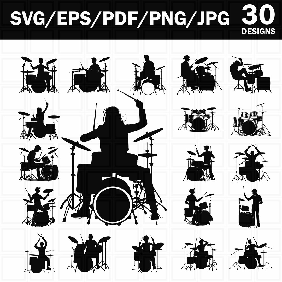 Drummer Svg Bundles, Drum Svg, Drummer Clipart, Drum Equipment Svg ...