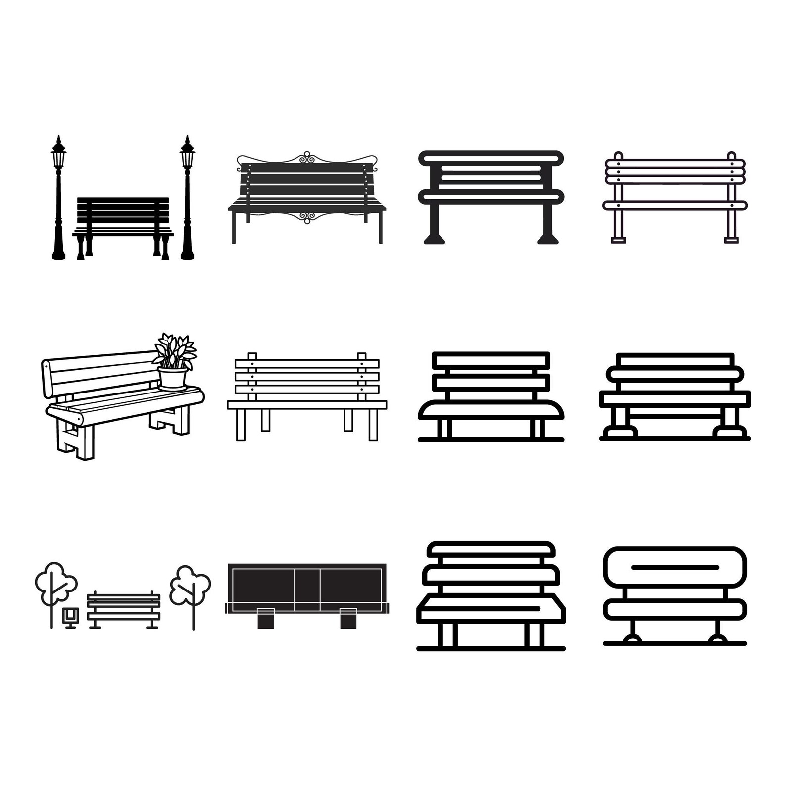 Park Bench Svg Bundles, Bench Svg, Furniture Bench Svg, Bench Clipart ...