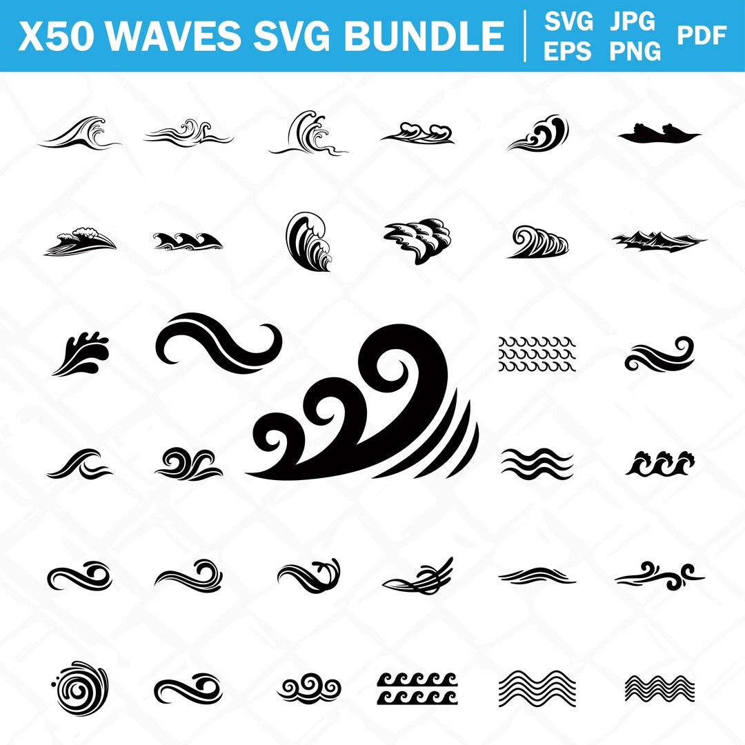 Waves Svg Bundles, Sea Waves Svg Clipart, Wave Clipart, Water Wave ...