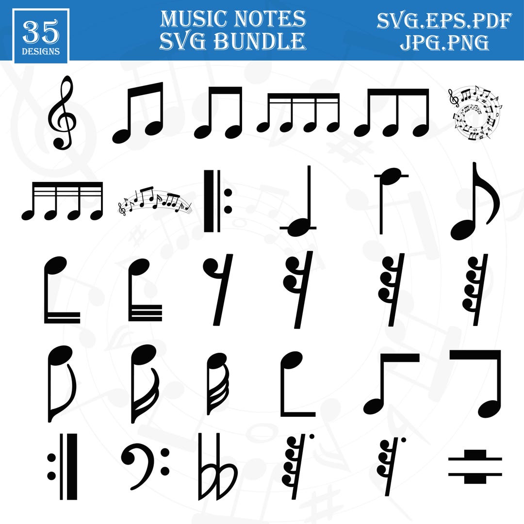 Notas de símbolos musicales SVG, imágenes prediseñadas de SVG de música ...