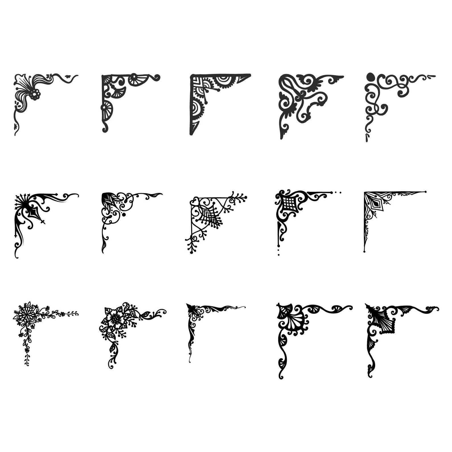 Corner Svg Bundles, Corner Svg, Floral Corner, Decorative Page Corner ...