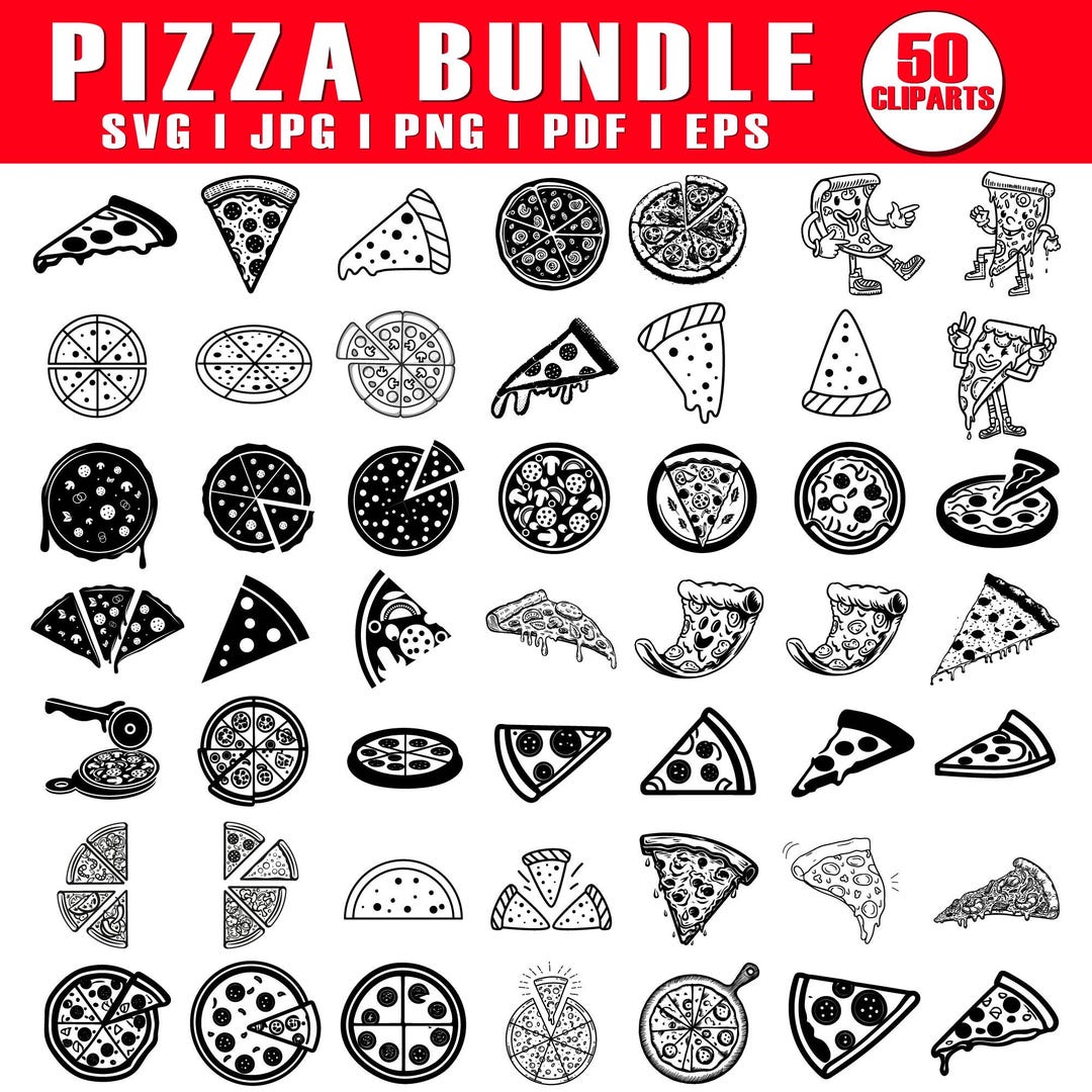 Large Pizza Svg Bundles, Pizza Slice Svg Bundles, Pizza Clipart, Pizza ...