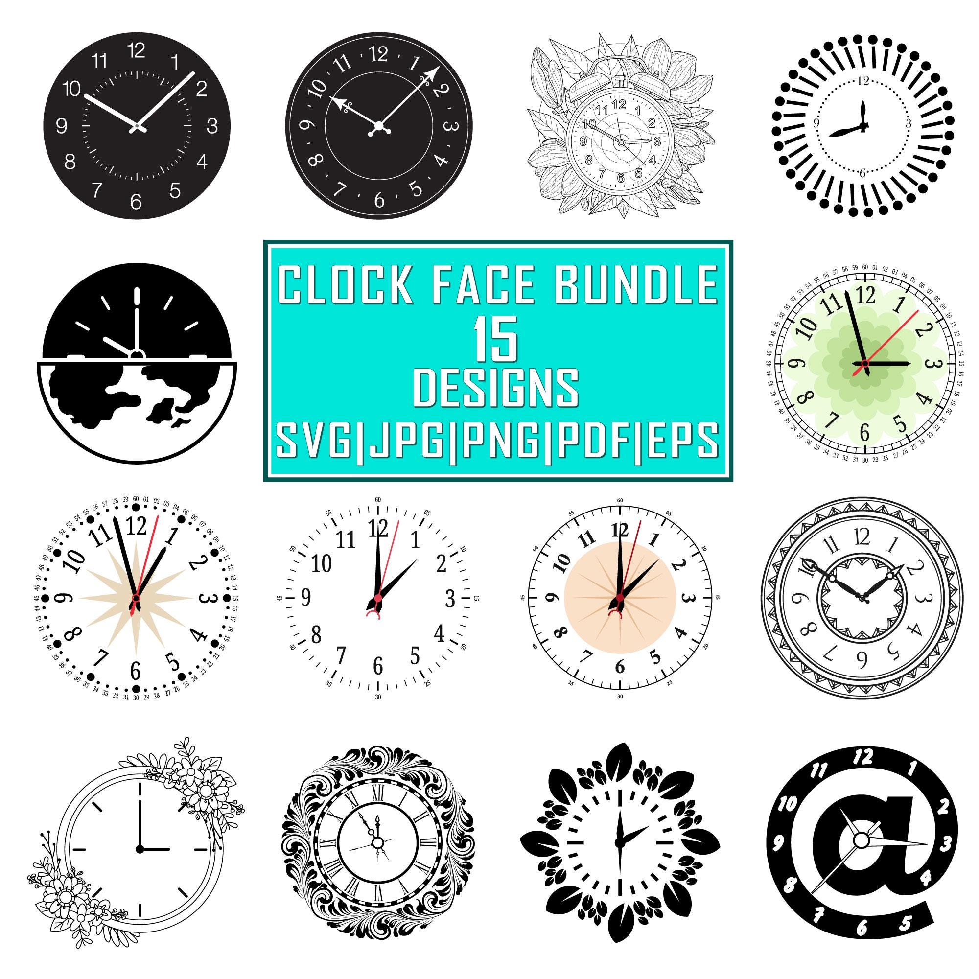 Wall Clock Face Svg Bundles, Clock Face PNG, Clock Face Clipart, Clock ...