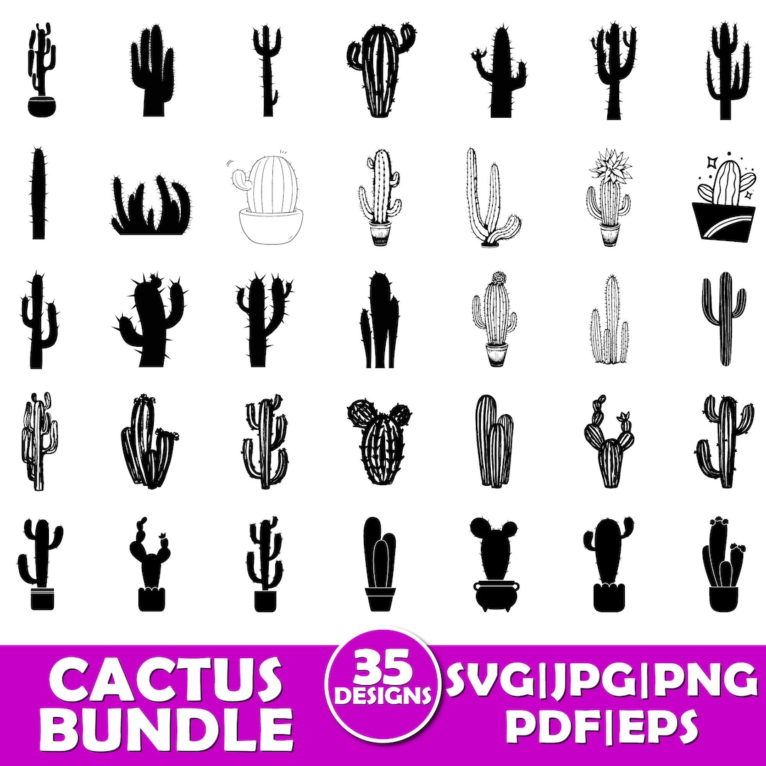 Cactus Svg Bundles, Cactus Cut Files, Cactus Clipart, Cactus Vector ...