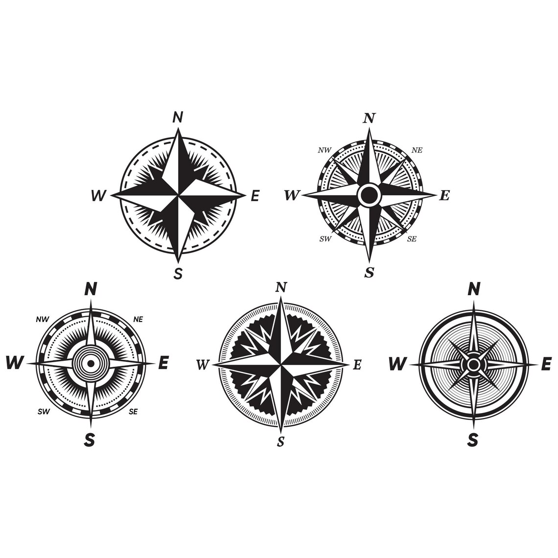 Direction Compass Svg Bundles, Compass Svg Bundles, Compass Rose Svg ...