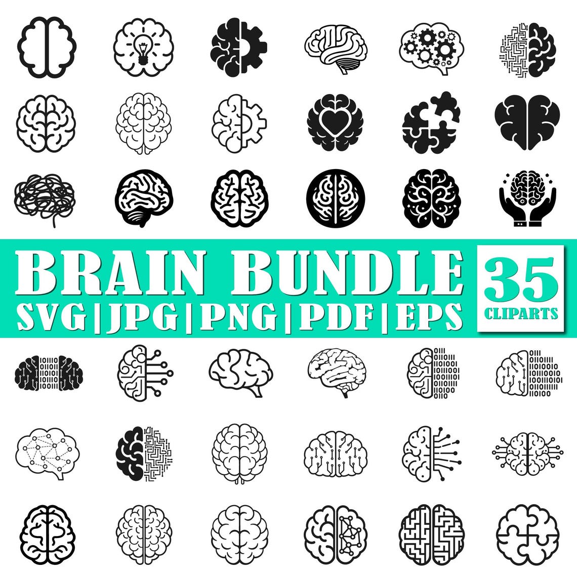 Brain Svg Bundles, Brain PNG for Prints, Mind Svg, Mind PNG, Mind ...